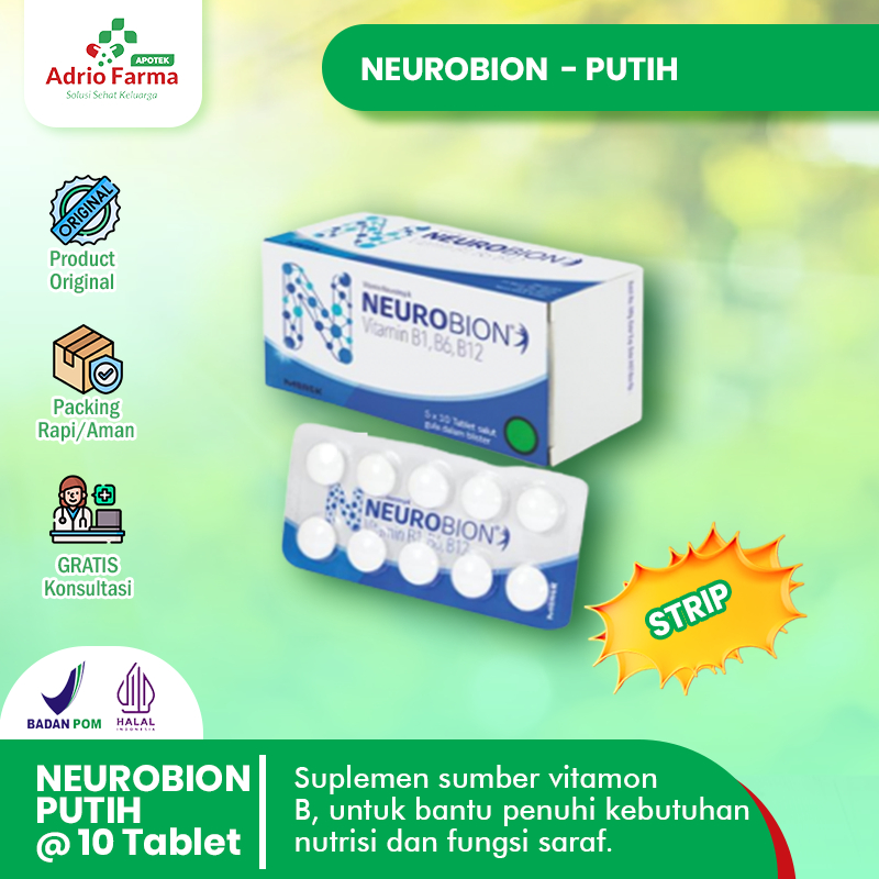 PUTIH White NEUROBION Vitamin - STRIP Of 10 Tablets - Nerobion Nerve ...