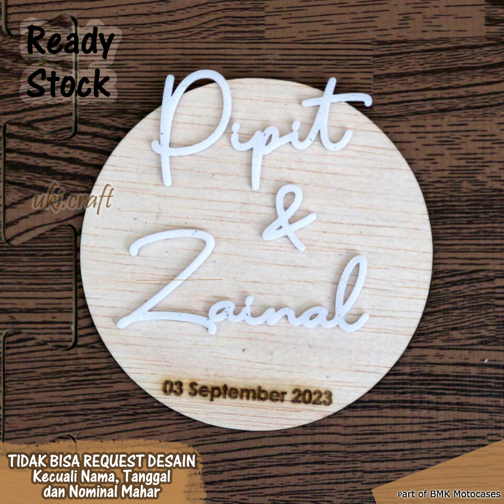 KAYU Custom Wooden Names Round/Teakwood Box Dowry Decoration ...