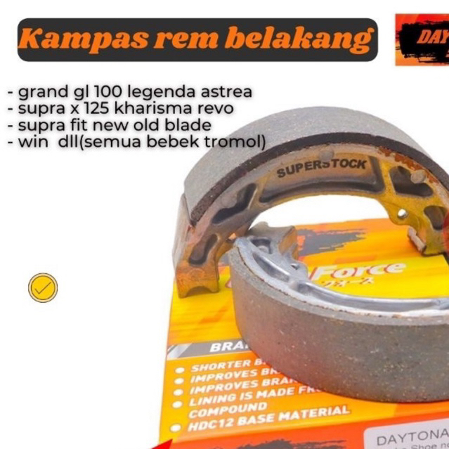 Rear Brake Pads DAYTONA SUPRA X KHARISMA GRAND REVO SUPRA FIT NEW WIN ...