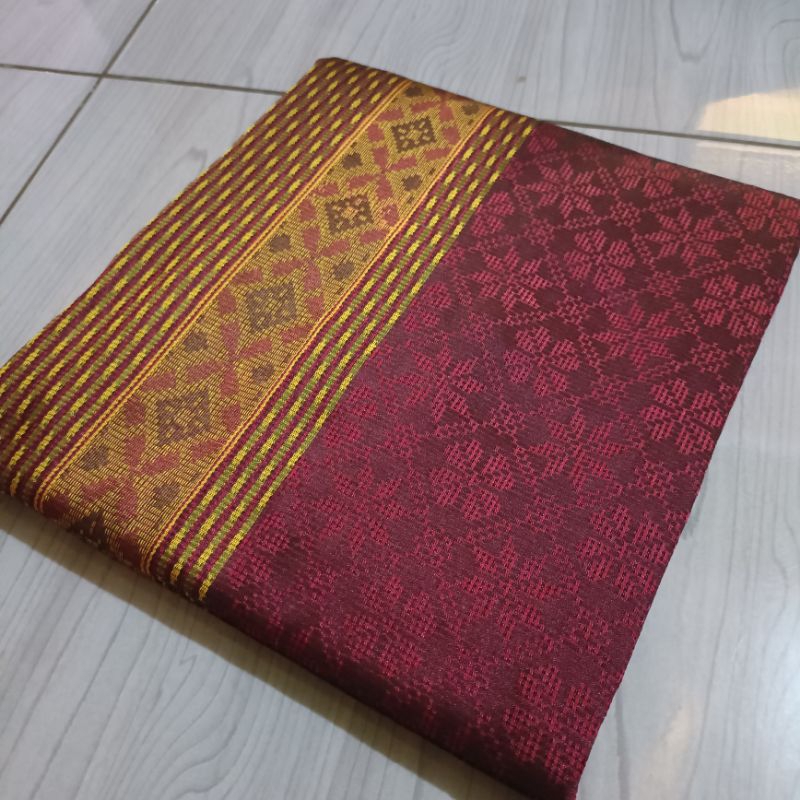 Maroon Gold Songket Woven Maron Gold Songket Fabric | Shopee Malaysia