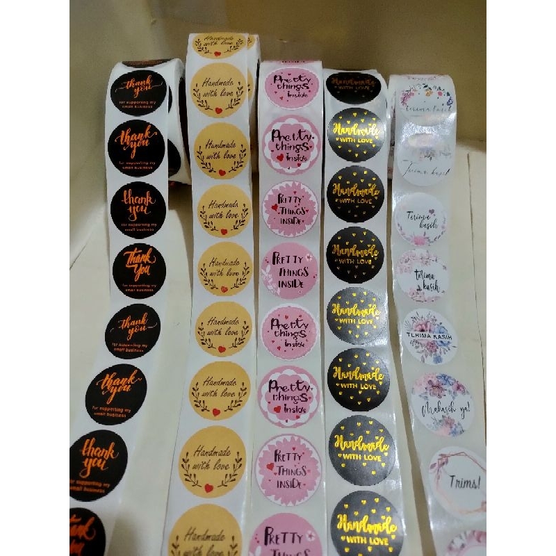(100pcs) Handmade thankyou stickers, thank you label hamper stickers ...