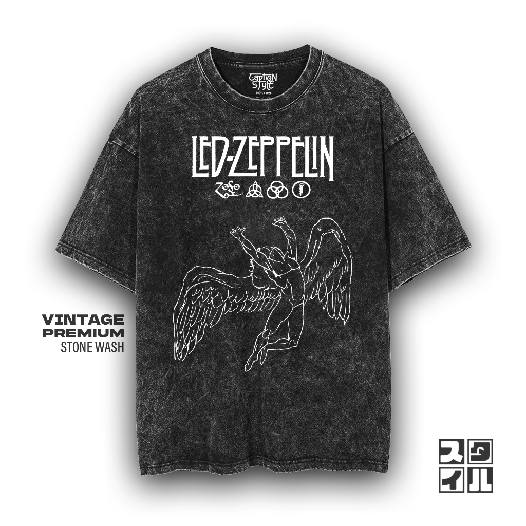 Caption'style ZEPPELIN LED Band T-Shirt Stonewash T-Shirt | Women's ...