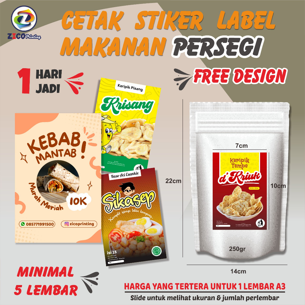 Custom FOOD LABEL STICKER/SQUARE LABEL STICKER | Shopee Malaysia