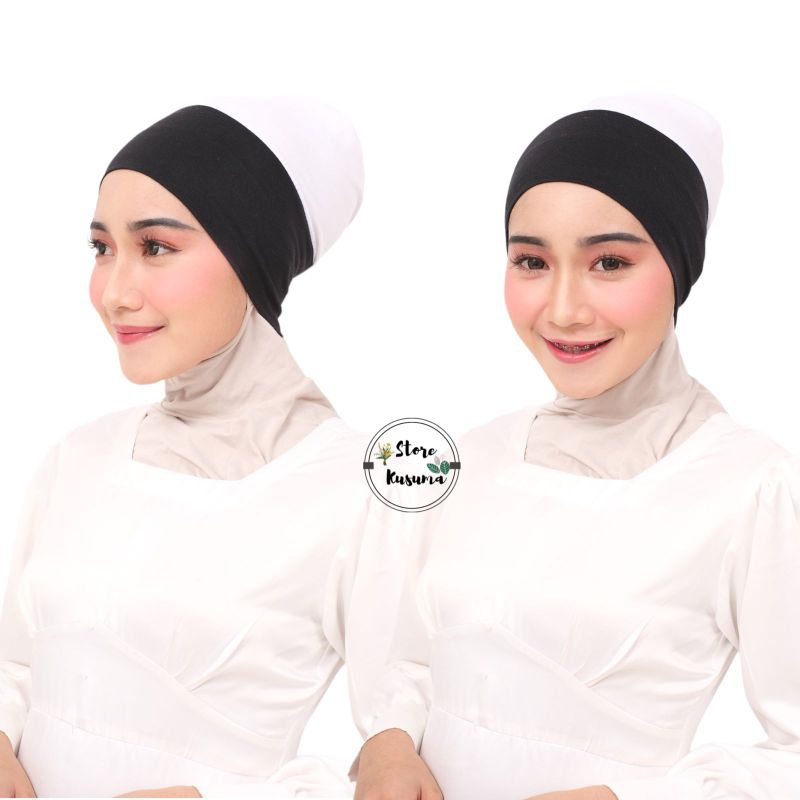 2 color inner hijab bandana - 2 color ciput, t-shirt material without ...