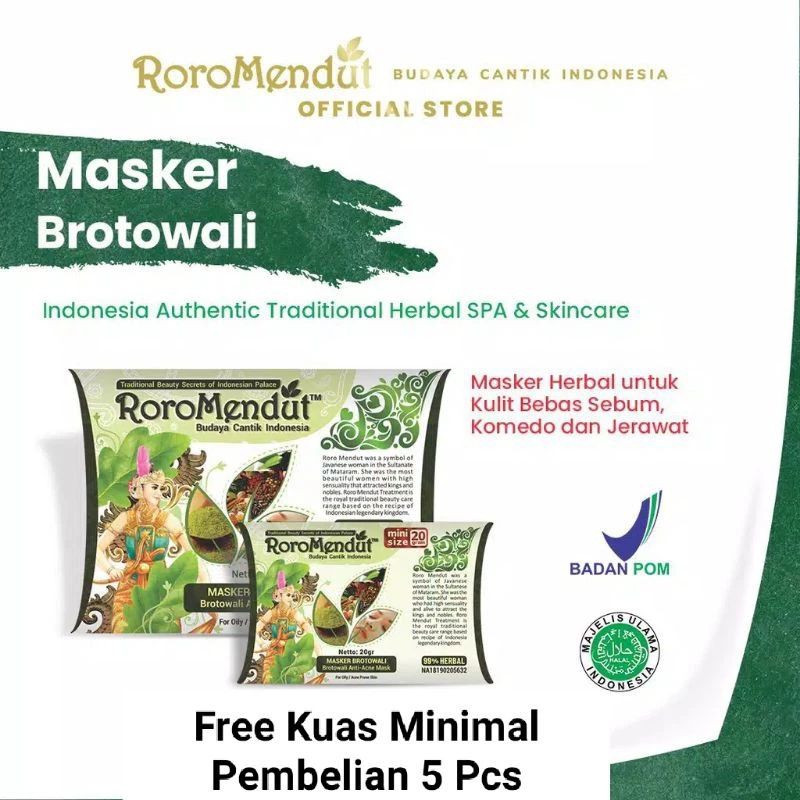 [Roro Mendut] Brotowali Roro Mendut Mask Anti Acne Purifying Mask Skin ...
