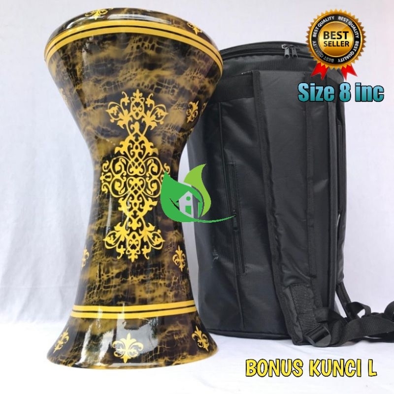 HITAM Darbuka 8 inches yellow and black motif (Bonus L key) | Shopee ...