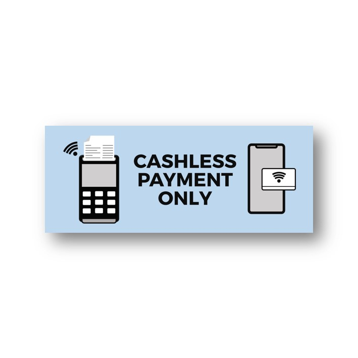Cashless Payment Only Sticker | Cashier STICKER | Blue Cashless Sticker ...
