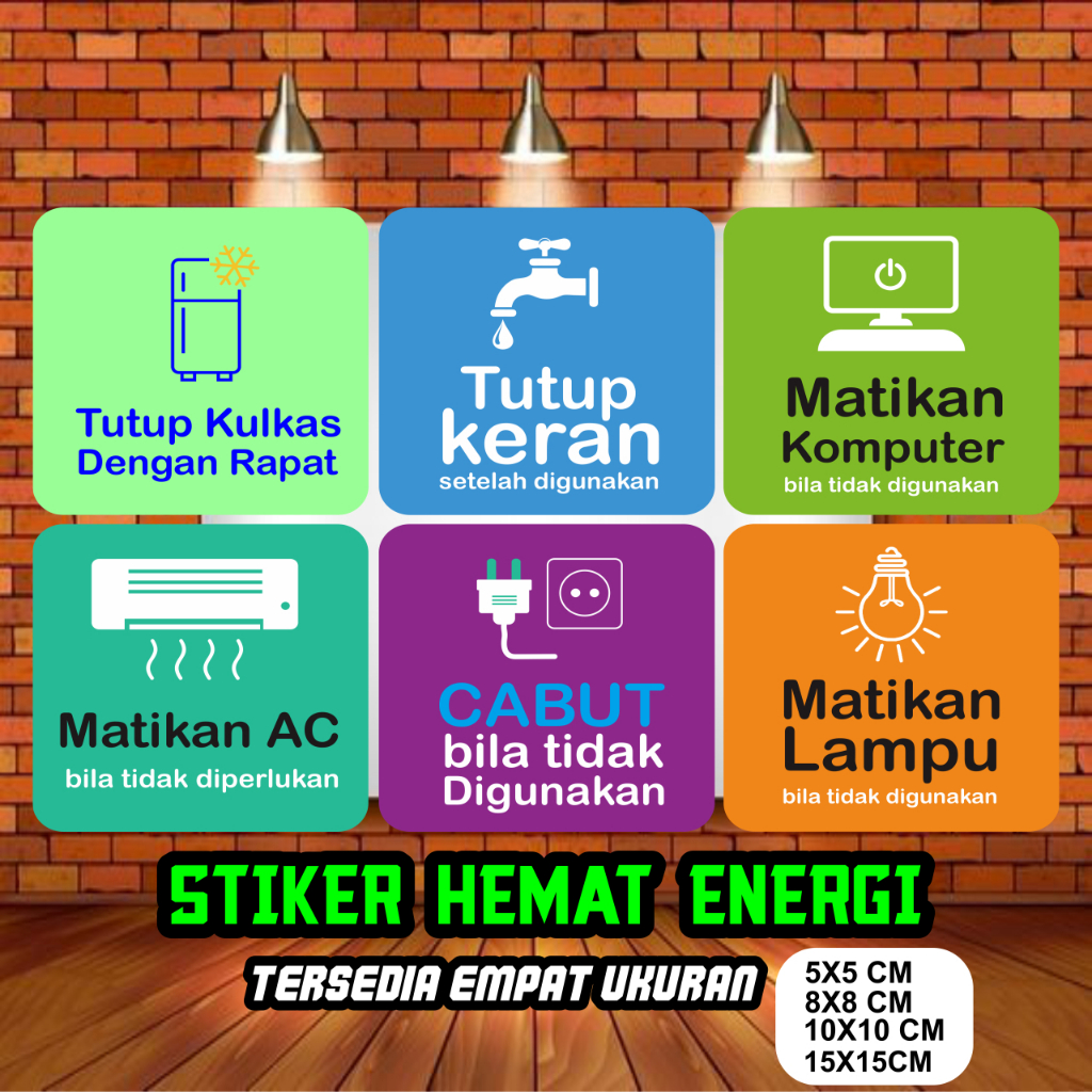 Energy Saving Stickers, turn off the lights, Remove Power Plugs, Close ...