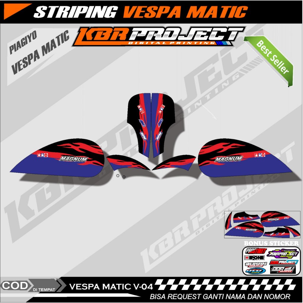 Vespa MATIC Sticker STRIPING PREMIUM Motorcycle Cool LIS Variation ...