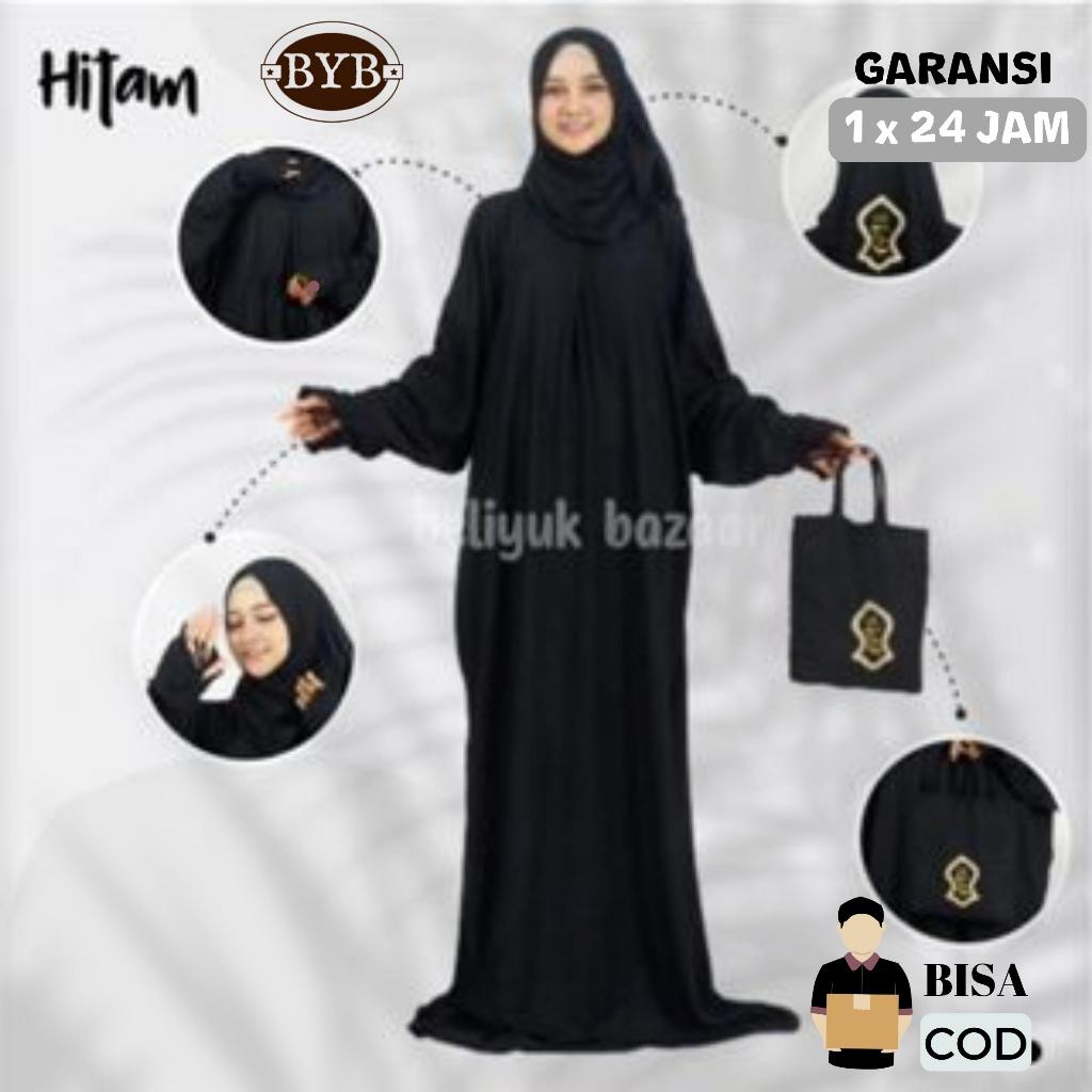 HITAM Mukena Mukenah Hadramaut Canal Jajuran Bali Trompah Plain Color ...