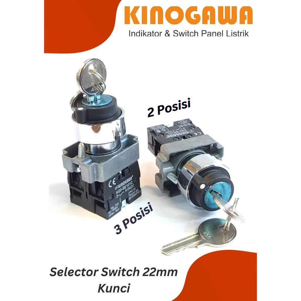 22mm stay put key Selector switch - On Off & On Off On key Selector ...
