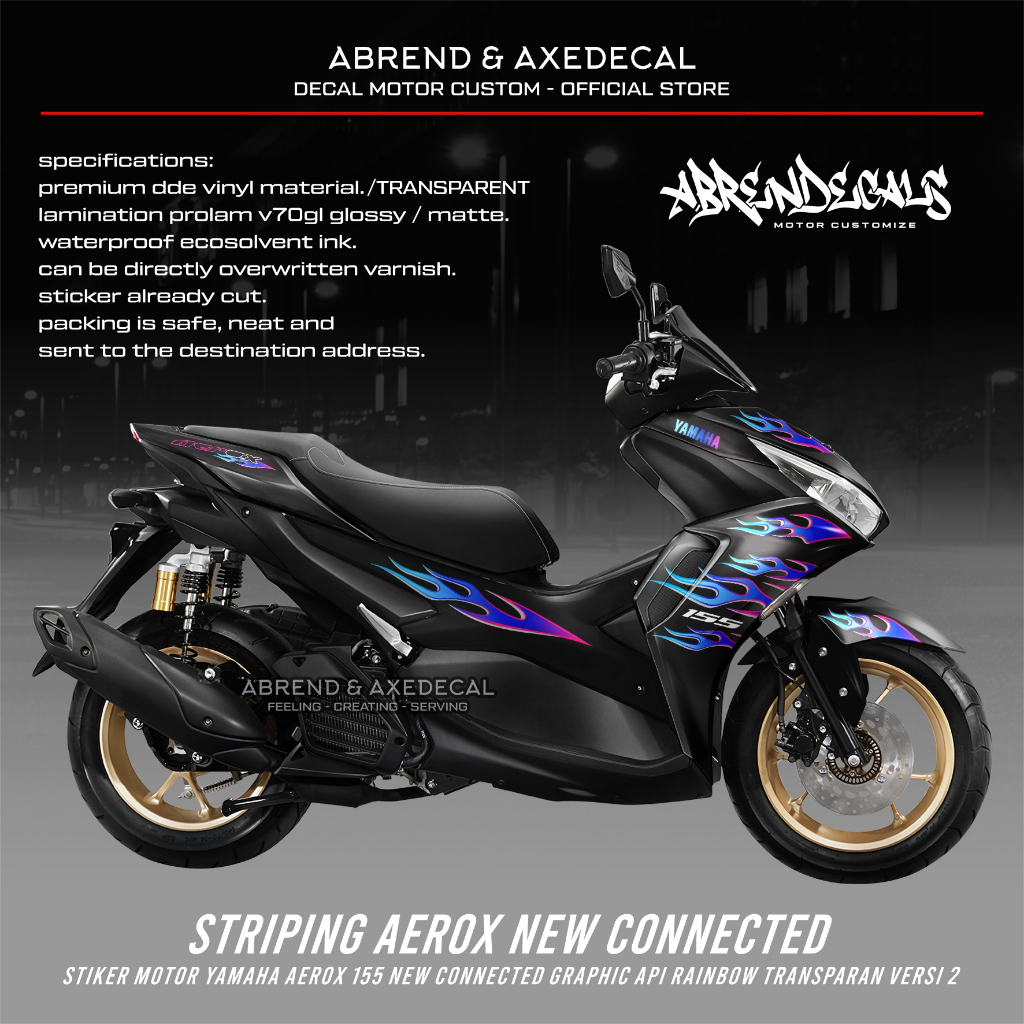 Aerox STRIPING NEW CONNECTED RAINBOW Fire Graphic Version 2/NEW YAMAHA ...