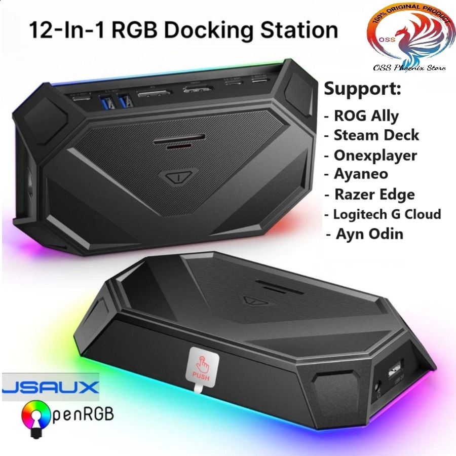 Jsaux Docking 12 in 1 RGB Docking Station Rog Ally Steam Deck Ayaneo Dock | Shopee Malaysia