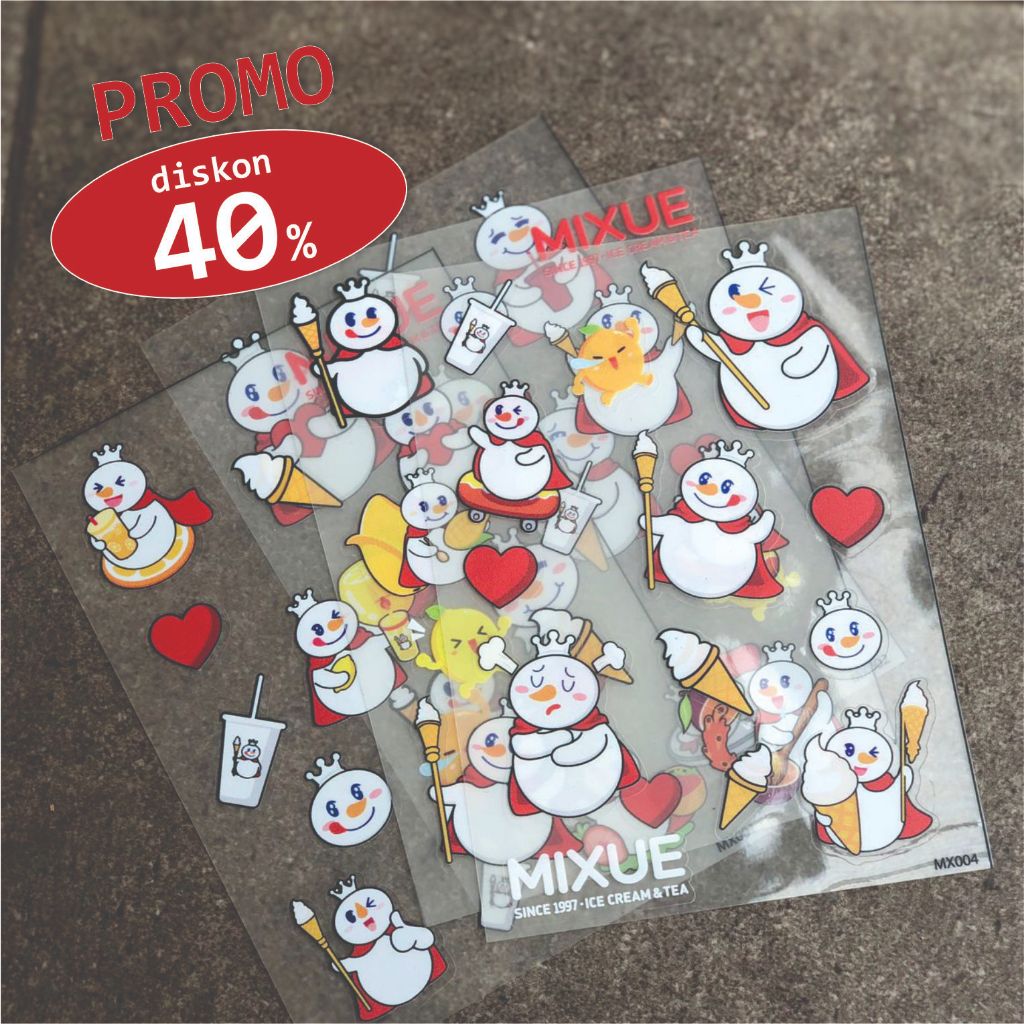 Mixue Sticker Sheet A6 | Transparent Vinyl Sticker Mixue Sticker Drink ...