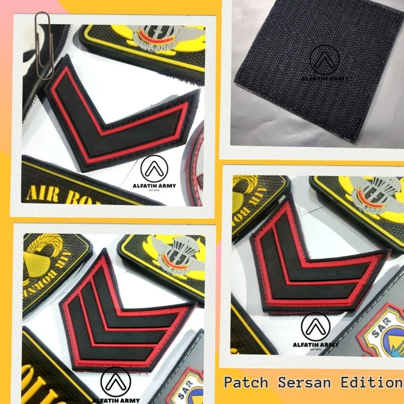 MERAH HITAM Alfatih Army Patch Rubber Rank Sertu Serda Serka v1 v2 v3 ...