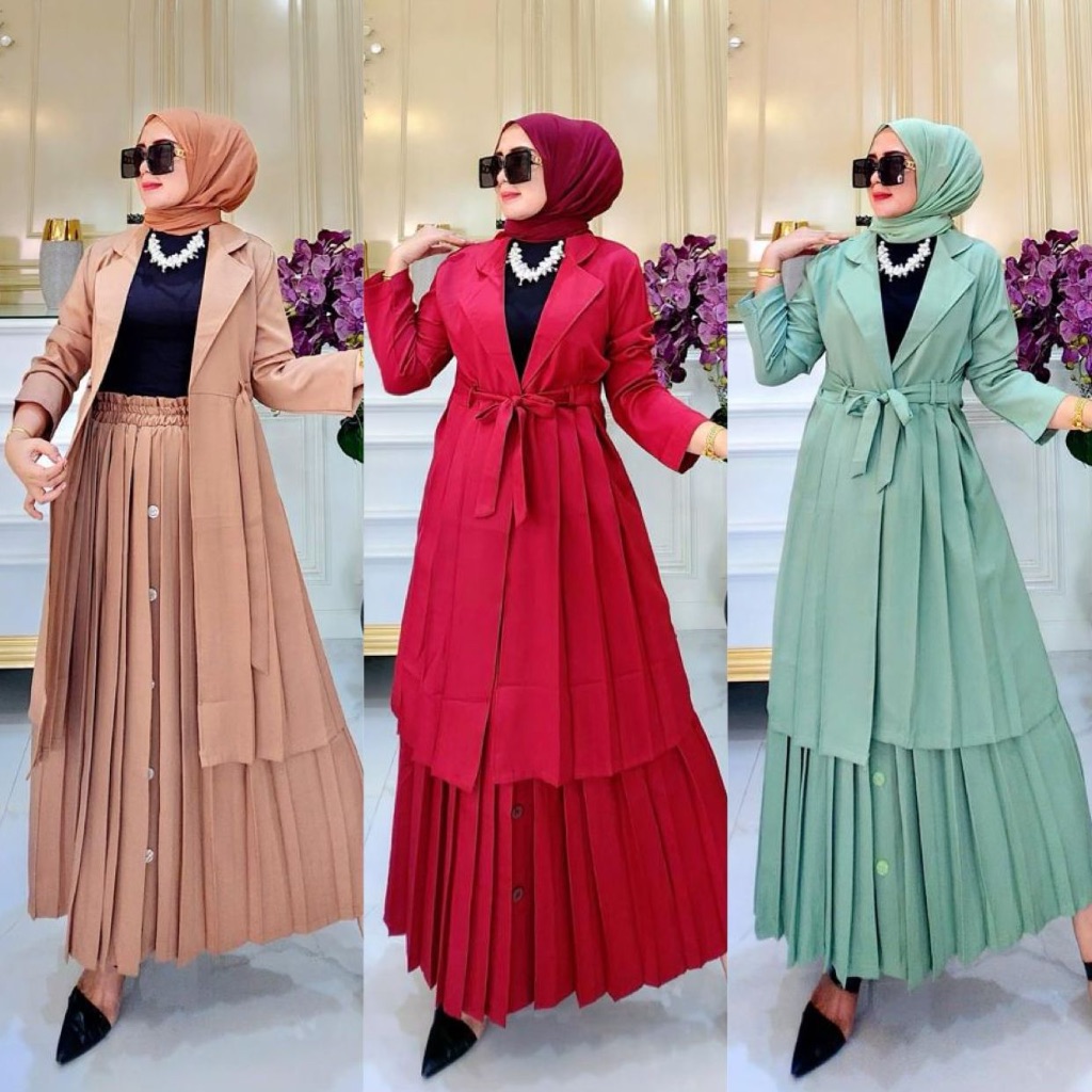 Best Selling!! PREMIUM Pleated Skirt BLAZER/Women's BLAZER SET | Shopee ...