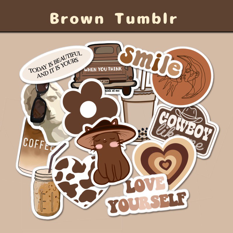 Brown sticker pack sticker Aesthetic Tumblr | Shopee Malaysia