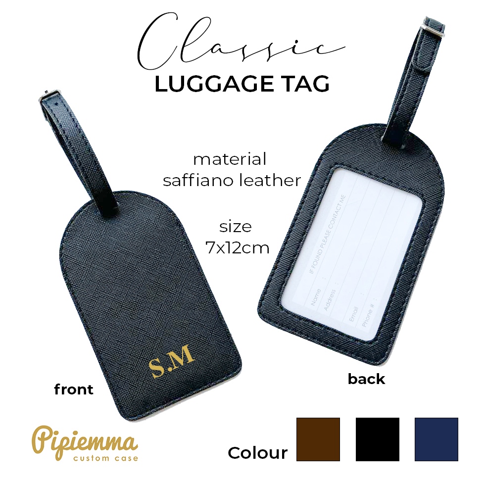 Saffiano Classic Leather Suitcase Tag Luggage Tag | Shopee Malaysia