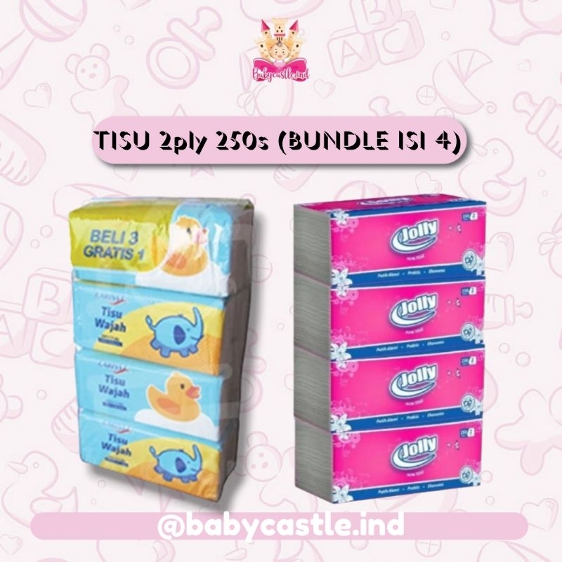 [BABYCASTLE] Facial Tissue Jolly 2ply / Larisst Tissue 2ply BUNDLE 4 ...