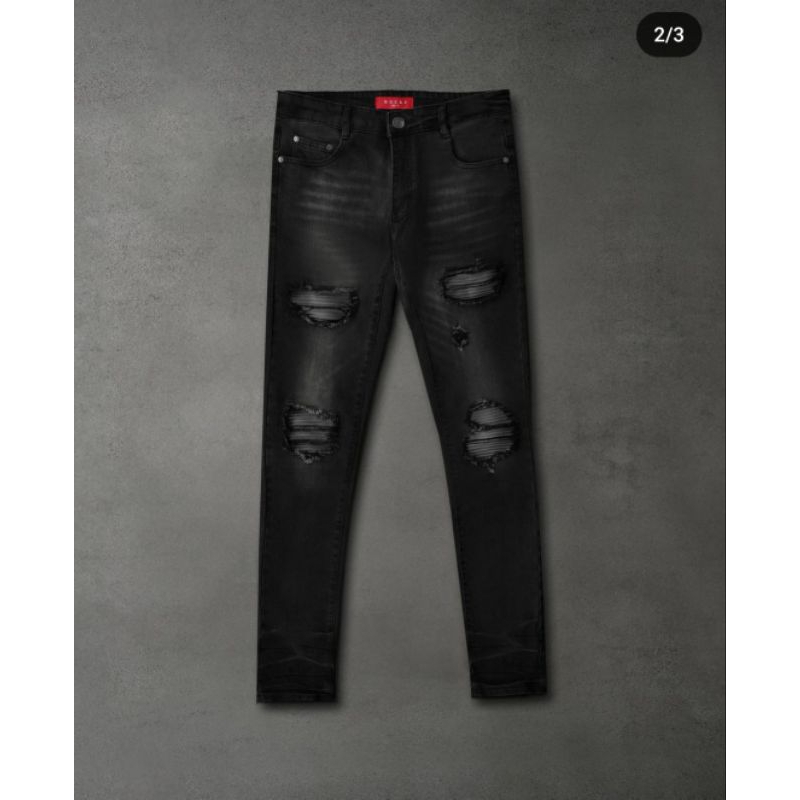 Rucas Season 12 - Dark Gray Caviar Leather Jeans | Shopee Malaysia