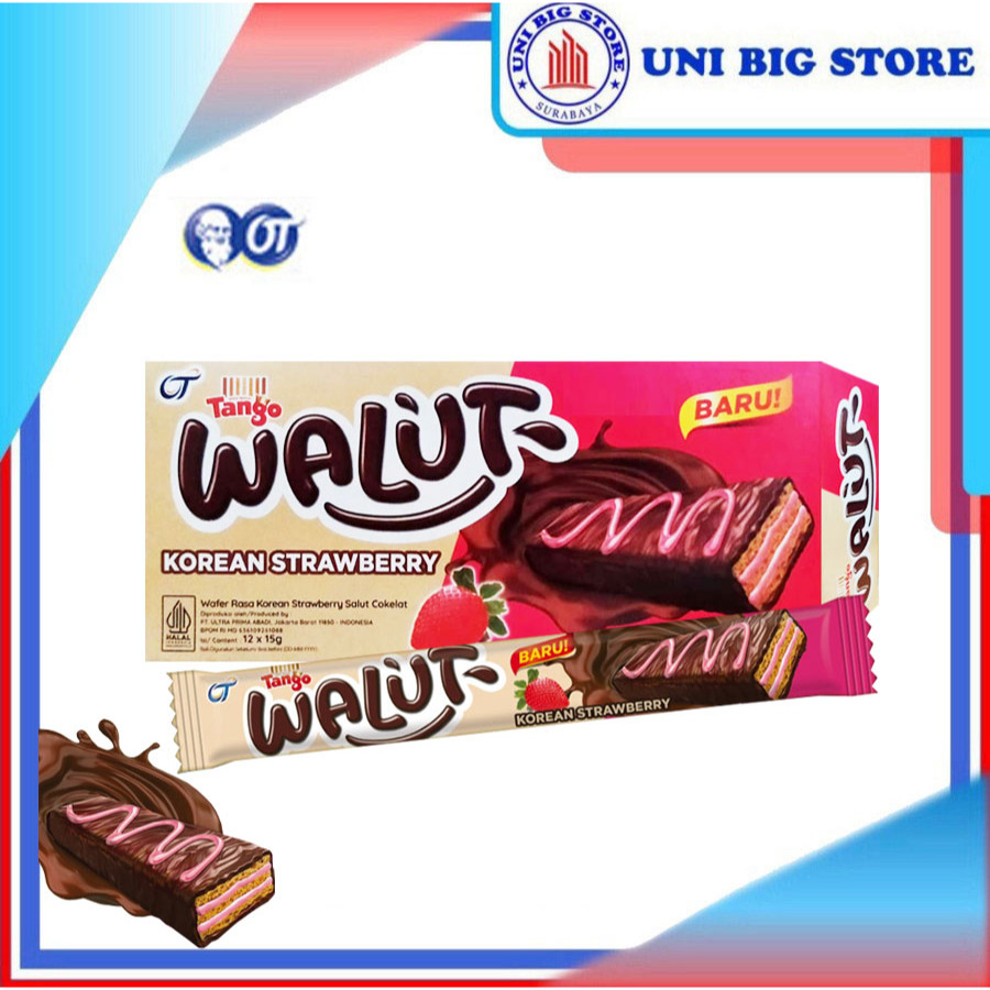 Tango Walut Korean Strawberry Wafer Strawberry Box 12 x 15 gr | Shopee ...