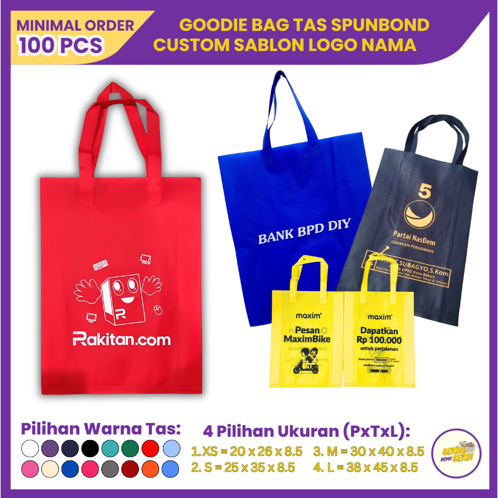 Custom Screen Printing Name Logo Goodie Bag Shopping Bag Handle ...