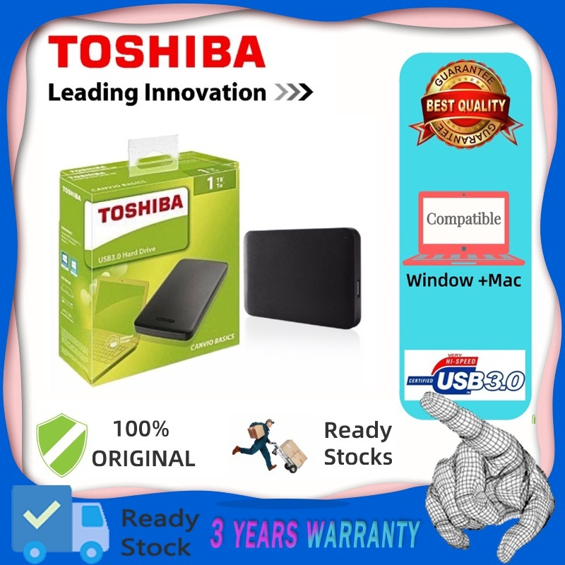 Toshiba portable external hardisk 2T/1T hard drive data storage HDD | Shopee Malaysia