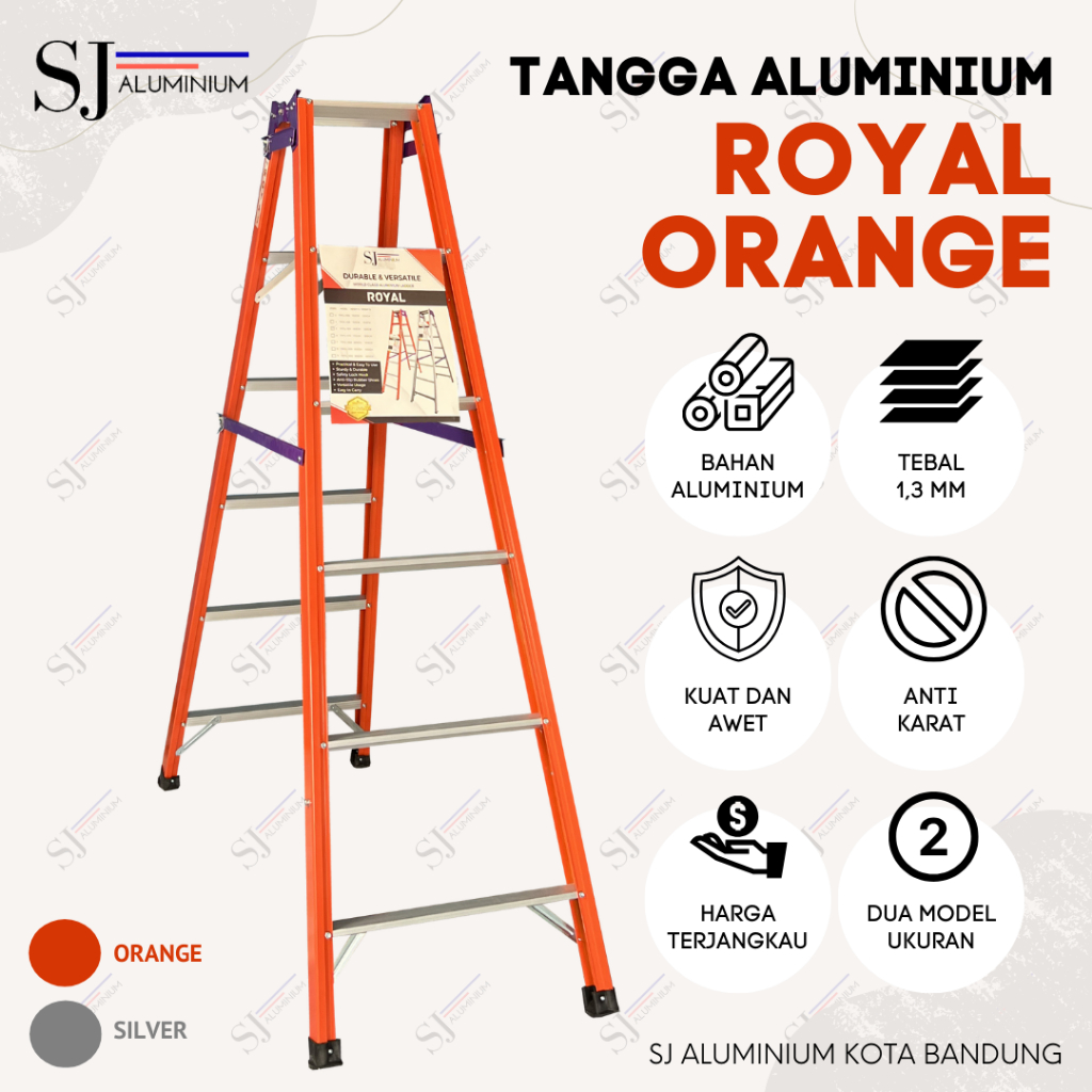Royal Orange - Folding Aluminum Ladder Orange Jumbo Aluminum Ladder ...