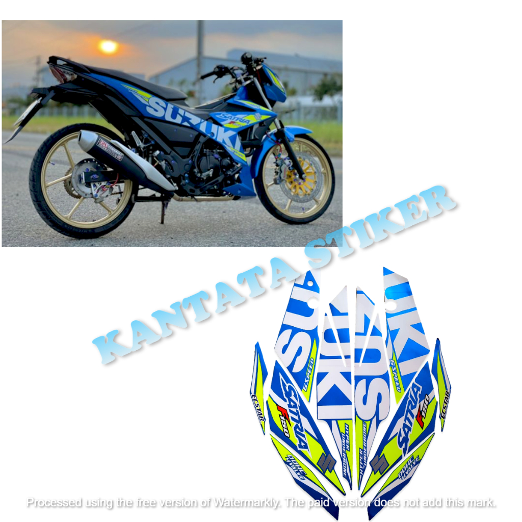 Suzuki SATRIA F150 2022 Motorcycle BODY STRIPING LIS Sticker Blue ...