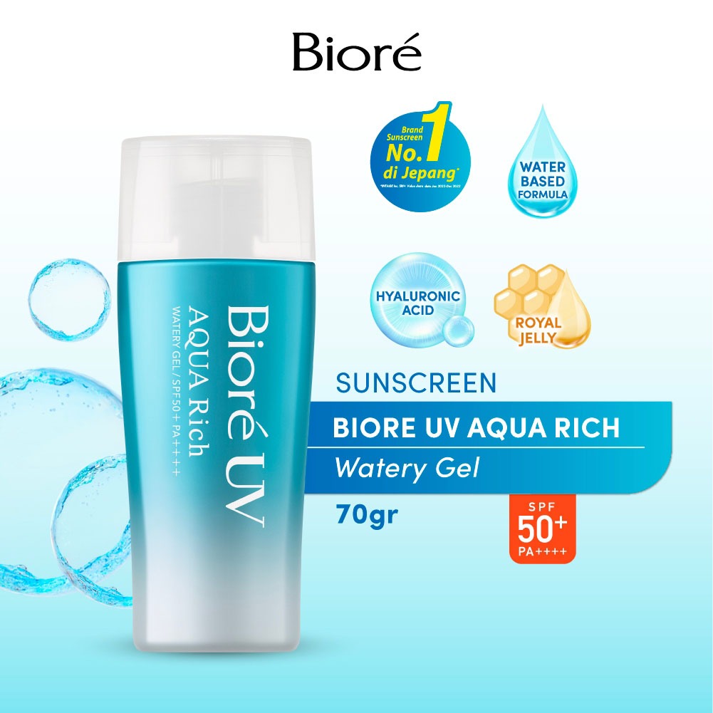 Biore UV Aqua Rich Sunscreen To Protect Skin Watery Gel SPF 50 PA++++ Waterproof 70ml | Shopee ...