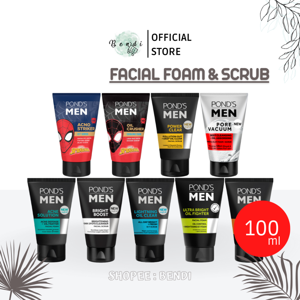 Ponds Men Facial Wash Foam Scrub 100 ml | Acne Solution | Oil Crusher ...