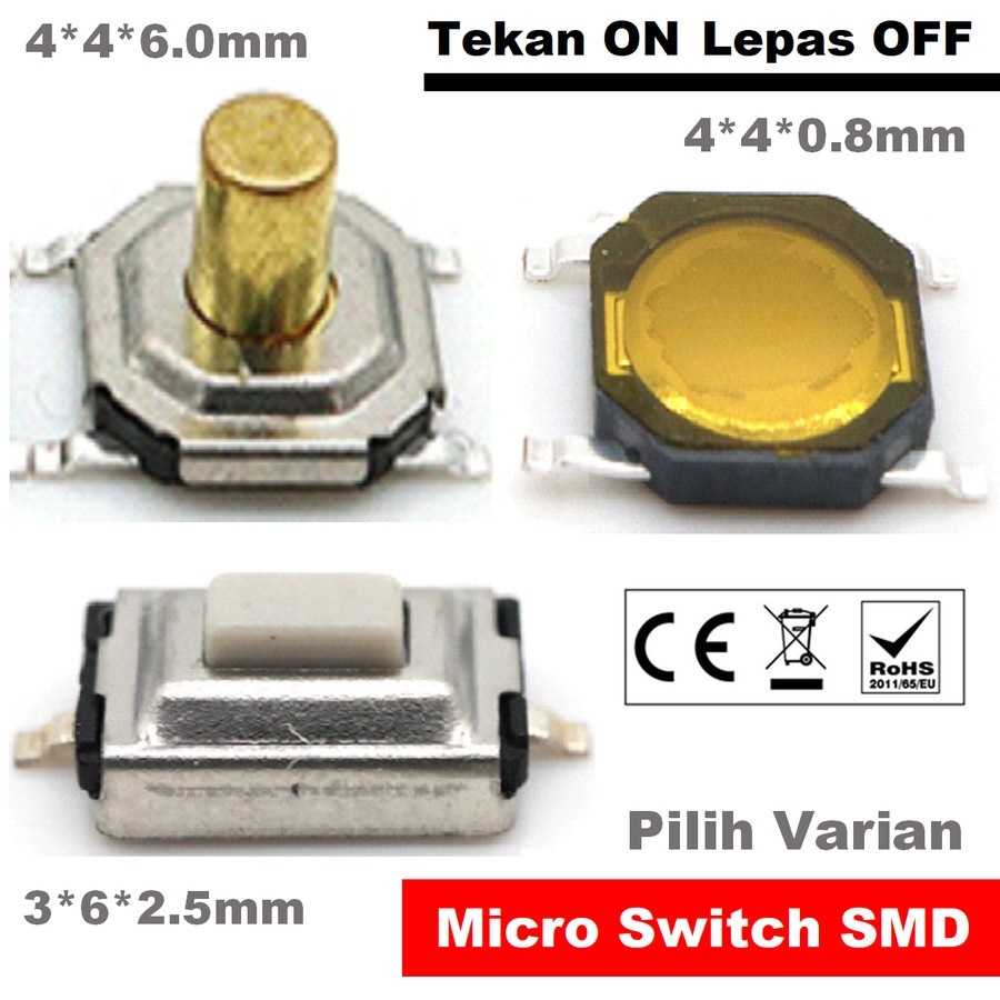 SMD Micro Tactile Momentary Push Button Switch Mini Push On Switch ...