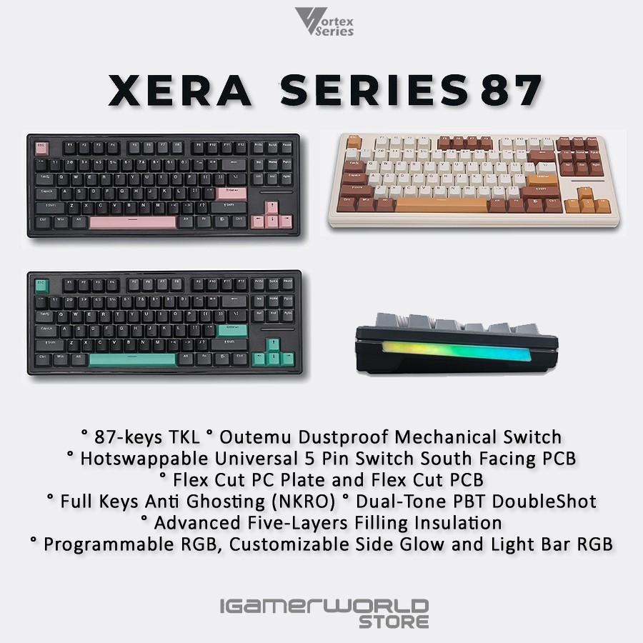 Vortexseries Xera Series 87 Wired Mechanical Keyboard Gasket Mount ...
