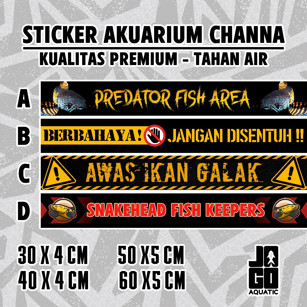 Channa AQUARIUM STICKER | The iwak fish Sticker is fierce | Predator ...