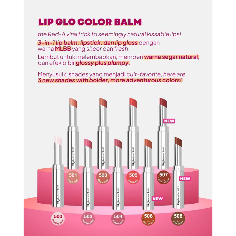Ready Red-A Lip GLO Color Balm 3 in 1 Lipstick Viral Lipstick Lip Stick ...