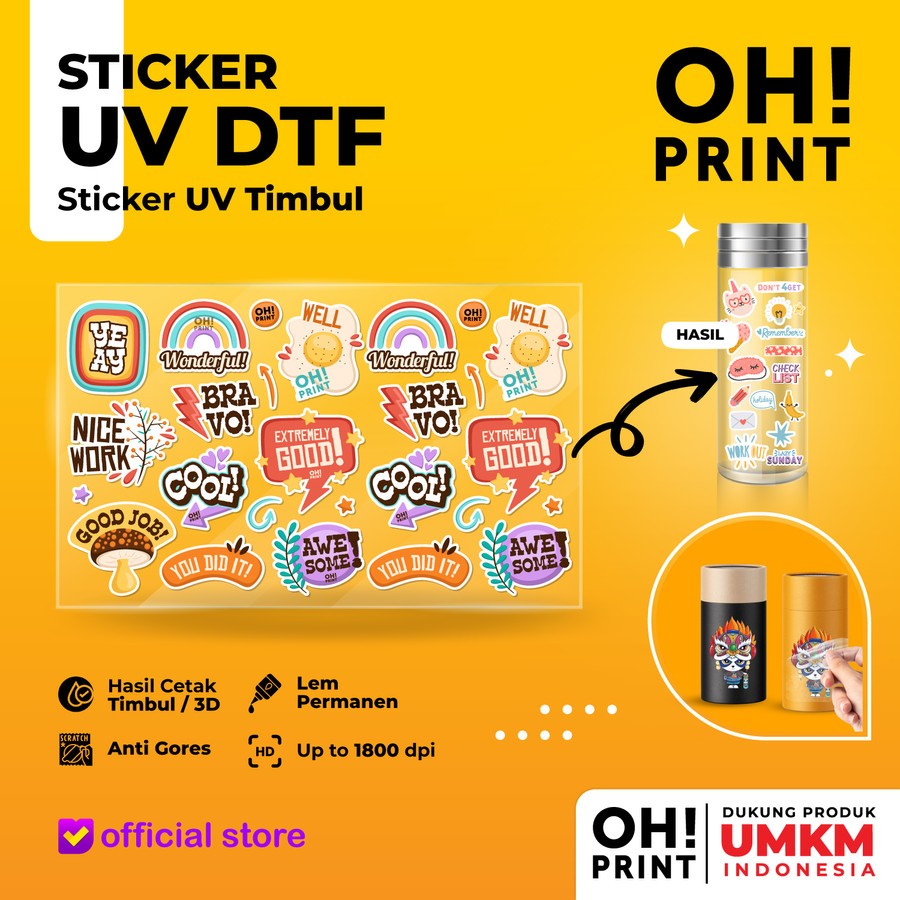 Dtf UV Sticker | Uv Decal Sticker | Embossed UV Sticker | Shopee Malaysia