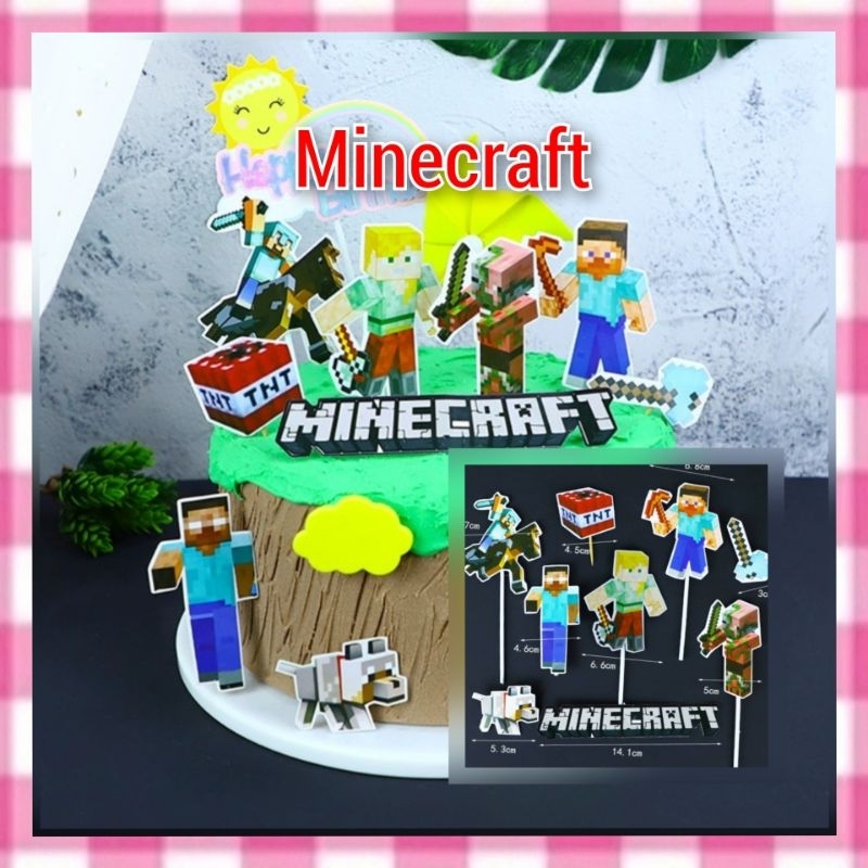 Minecraft cake Topper birthday cake decoration | Shopee Malaysia