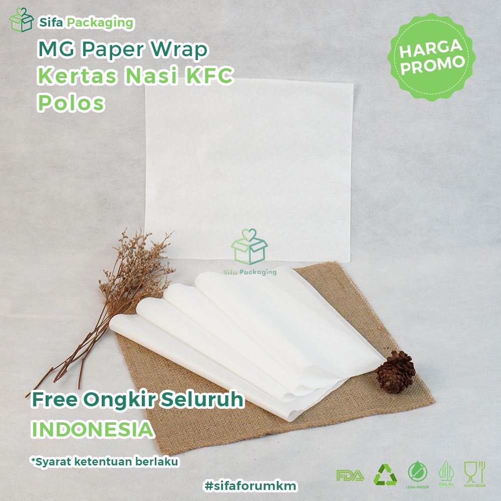 PUTIH Kfc Rice Paper 25x27 Plain White 100 Pcs Non-Stick Lamination ...