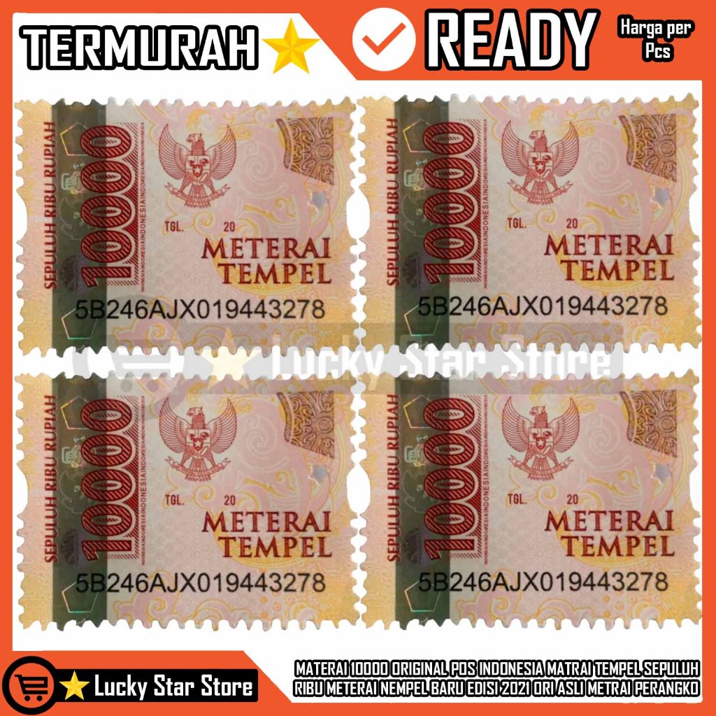 Matrai Stamp 10000 Paste Ten Thousand ORIGINAL POS INDONESIA Stamp Seal ...