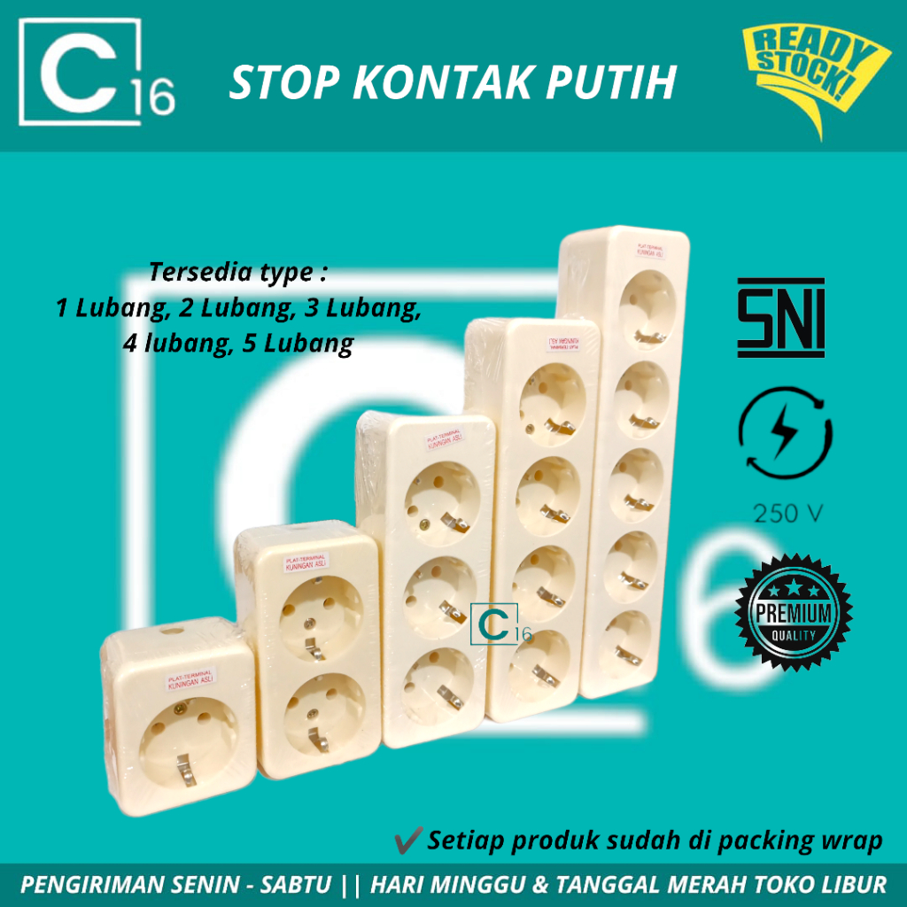 PREMIUM 2 Hole Socket Without Cable Black and White Brass SNI | Shopee ...