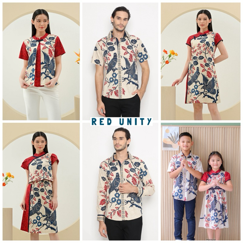 MERAH Modern batik Couple Chinese New Year edition CNY RED peacock / family batik for women and ...