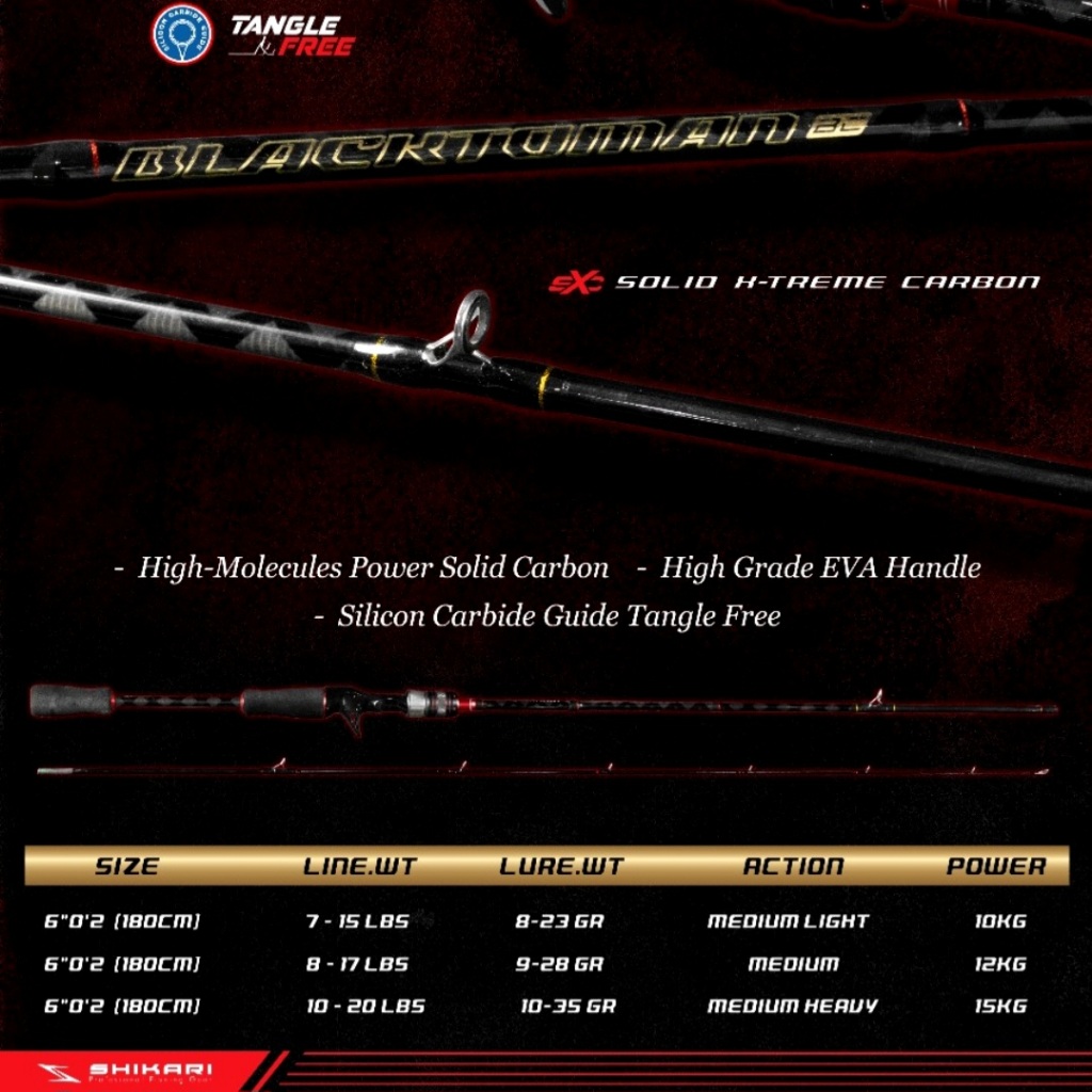 Shikari Black Tomman Solid Carbon Fishing Rod (180 cm) | Shopee Malaysia