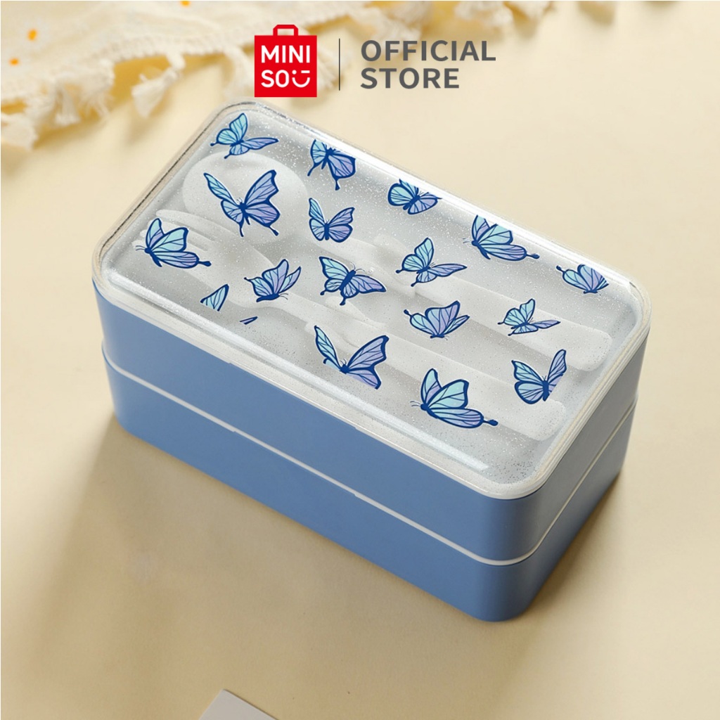 Miniso Lunch Box Set Lunch Box 2 Layers 1000ml Lunch Box Free Spoon and ...