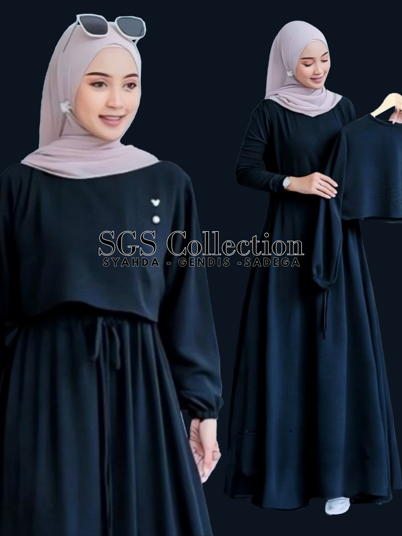 PUTIH HITAM Latest Gamis 2024 NAFISA Maxy SET2in1 Inner+outer Crop ...