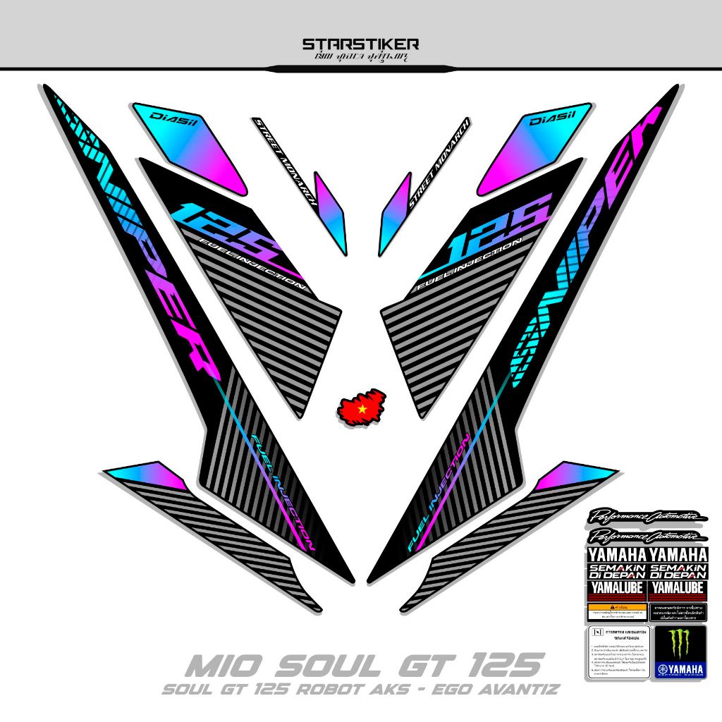 Striping Mio Soul GT 125 Motif 27/Robot/Ego/Avantiz/Solariz/2012-2017 ...