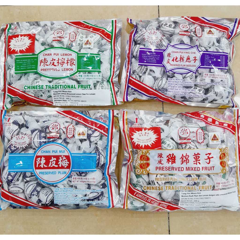 Thk Chan Pui Ying Che / Lemon / Pui Mui / Mix Fruit 400gr / Hong Kong Sweets Tang Hoi Moon Kee ...