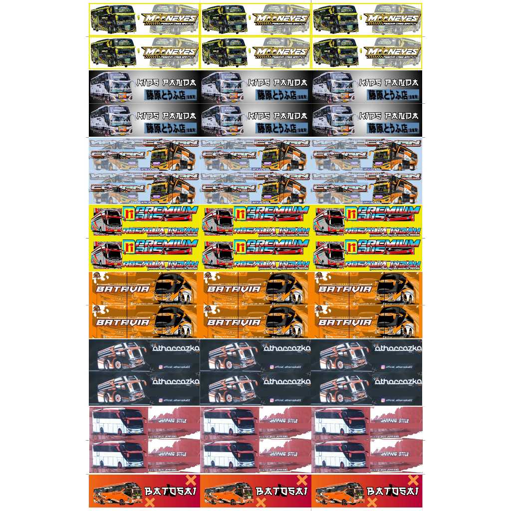 Basuri TUNGGAL JAYA BUS STICKER Mixed 1 Sheet Contains 45 Boxes, VIRAL ...