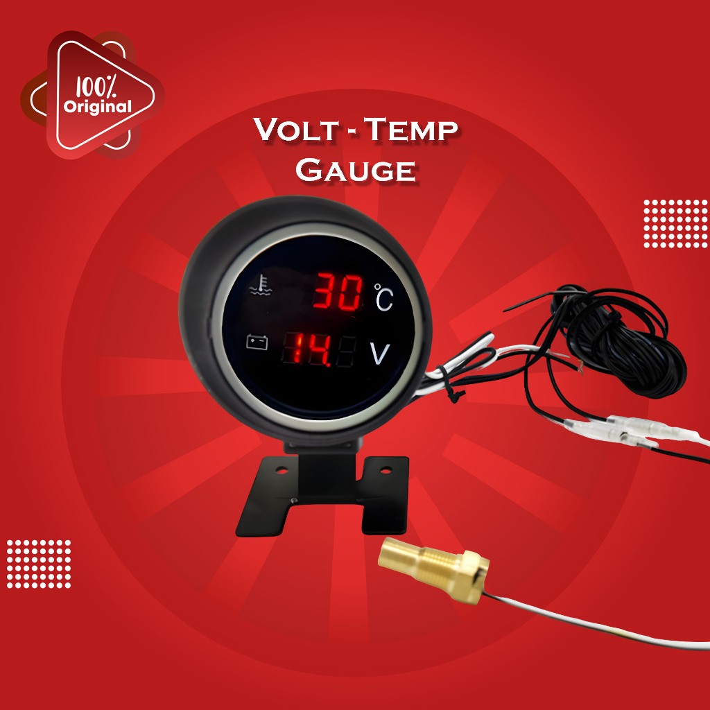 2 In 1 Digital Water Temperature Sensor Led Round Voltage Volt Meter ...