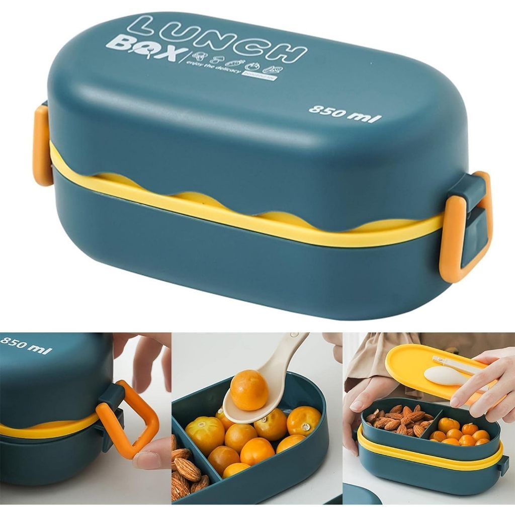 LUNCH BOX BENTO 850 ML DOUBLE LAYER LUNCH BOX 2 SEASONS FREE SPOON ...
