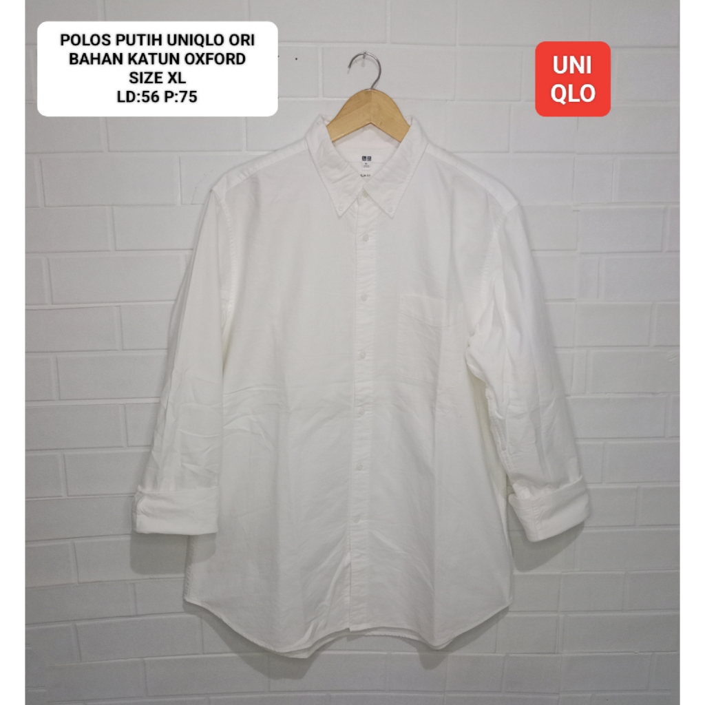 KEMEJA PUTIH Uniqlo White Shirt ORI SIZE XL OXFORD Material | Shopee ...